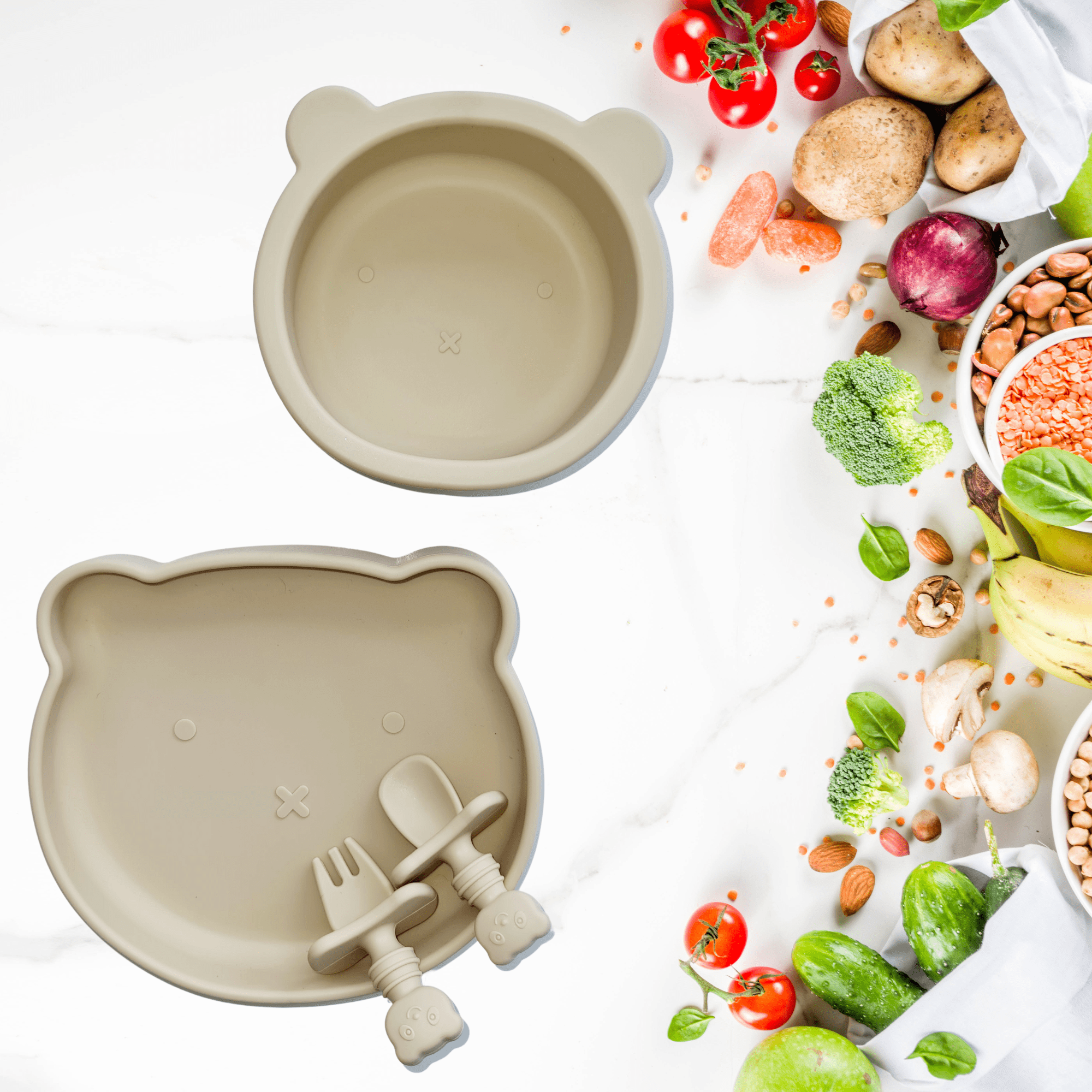 Sleepytot Teddy Silicone Suction Feeding Set -Plate, Bowl & Cutlery ...